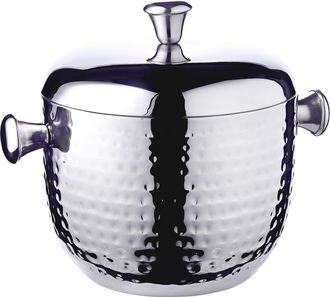 Edzard Eiseimer Rico (Höhe 21 cm) mit Deckel, Edelstahl gehämmert hochglanzpoliert