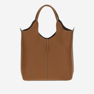 Tod's Womens Leather Shopping Bag Brown Calfskin Shoulder