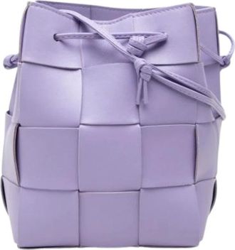 Bottega Veneta Sac seau Pre-owned en cuir nappa tress&eacute; - Femme - Pre-owned - Violet - Taille: ONE Size