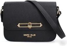 Marc Ellis Marc Ellis New York Sac à main pour femme Textile Polyurethane 10x13,5x7 cm, Noir et or clair, Taille unique