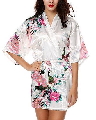 Avidlove Kimono Femme Robe de Chambre Satin Soyeux Peignoir Robes de Mari&eacute;e
