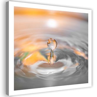 Feeby Wanddeko Wasser Leinwandbilder Kunstdruck Wassertropfen Natur Orange 60x60 cm