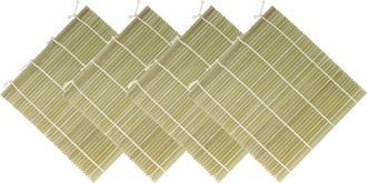 BambooMN Brand - 4x Small Green Bamboo Sushi Rolling Mat - 7 x 7 by BambooMN