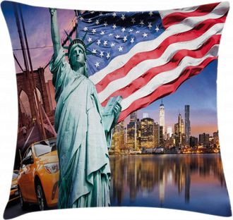 Abakuhaus Vereinigte Staaten Kissenbezug, USA Touristic Konzept, Waschbar mit Reißverschluss Kissenhülle mit Farbfesten Klaren Farben Beidseitiger Druck, 60 x 6