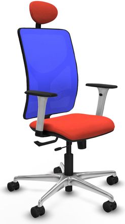 Piqueras y Crespo Call Center Stuhl mit wei&szlig;en und schwarzen Armlehnen, h&ouml;henverstellbare Lendenwirbelst&uuml;tze und festes Kopfteil, ausgestattet mit Syncro/Traslack. Blau