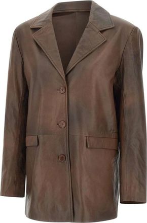 Rotate Rotate Birger Christensen, Femme, Vestes, Brun, Taille: 36 FR Blazer Oversize en Cuir