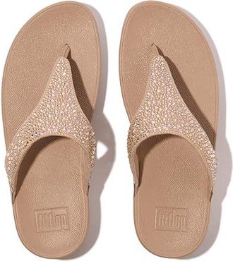 FitFlop Femme Lulu Crystal-Mix Toe-Post Sandals, Beige Classique métallique, 38 EU