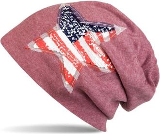 styleBREAKER Bonnet avec Demande Paillettes Star USA, Stars and Stripes, Unisexe 04024033, Couleur:Bordeaux
