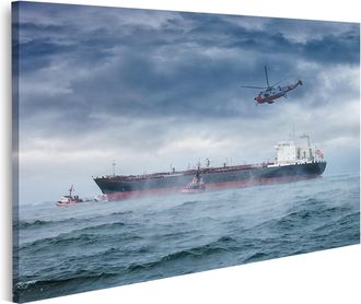 Islandburner Bild auf Leinwand Frachter und Helikopter im Sturm auf hoher See Bilder Wandbilder Poster