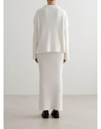 Aim'n Jupe longue en maille c&ocirc;tel&eacute;e - Blanc amande