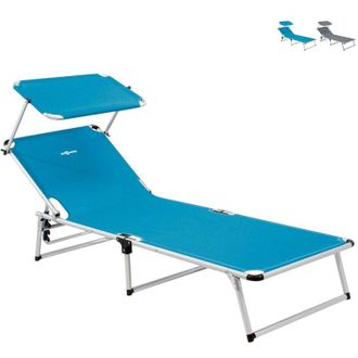 Brunner Malib&ugrave; Brunner klappbares Sonnendach Strand Schwimmbad Sonnenliege Hellblau