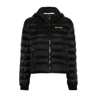 Palm Angels Kapuzenjacke mit durchgehendem Rei&szlig;verschluss und Daunenf&uuml;llung - - Jackets - Damen - Schwarzk - S