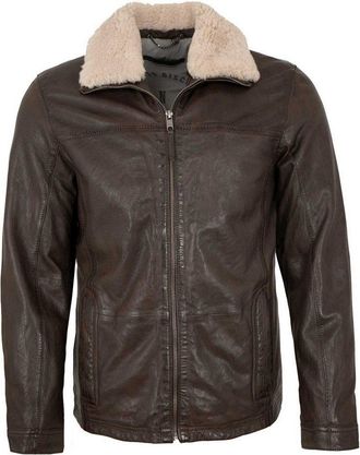 Deercraft Lederjacke DMSiryus 2 Deercraft - Herren Lederjacke Lammfellkragen Lammnappa dunkelbraun