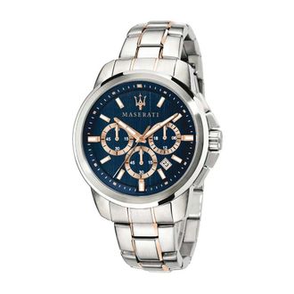 Maserati Homme, Accessoires, Gris, Taille: ONE Size Montre en Acier Quartz, Bo&icirc;tier Bleu
