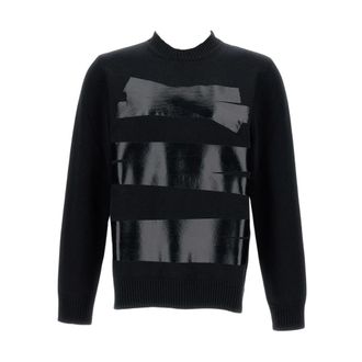 Maison Margiela Homme, Pulls, Noir, Taille: S Taped Label Sweater