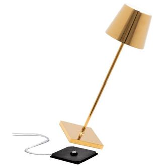 Zafferano Zafferano - Lampe de table led Poldina Pro Glossy Gold, rechargeable et dimmable avec une autonomie allant jusqu&agrave; 12 heures