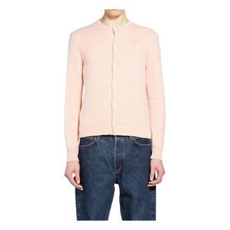 Comme Des Gar&ccedil;ons Homme, Pulls, Rose, Taille: XS Maille Col Rond Petit Embl&egrave;me Rouge