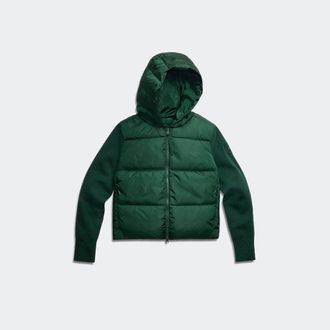 Canada Goose HyBridge Strick-Kapuzenjacke mit breiter Steppung und Tonal Disc (Weiblich, Glade Green, S)