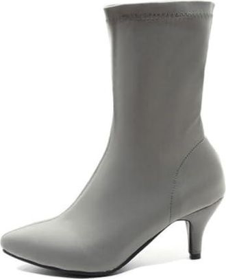 Generic Gris,36 EU,Bottines à Talon Chaton pour Femmes, Bout Pointu, Confortables et Extensibles, à Enfiler, pour lautomne et lhiver, idéales pour Le Travail 