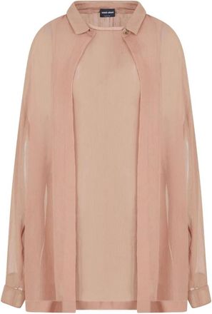 Giorgio Armani Femme, Blouses et Chemises, Rose, Taille: 40 FR Chemisier Transparent Froiss&eacute;