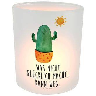 Mr. & Mrs. Panda Deko Windlicht Kaktus Sonne - Geschenk, Gl&uuml;ck, Windlicht Kerze, Kakteen, Kerzenlicht, Teelichtgl&auml;ser, Geschenkidee, Windlicht Glas