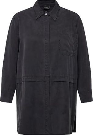 Ulla Popken Chemise Lyocell Blouse, Gris, 52-54 Femme