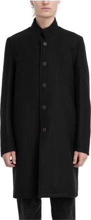 La Haine Inside Us Homme, Manteaux, Noir, Taille: L Manteau en laine m&eacute;lang&eacute;e boutonn&eacute;e