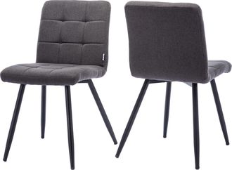 Duhome Esszimmerst&uuml;hle, Wohnzimmerstuhl 2er Set K&uuml;chenstuhl, Sitzfl&auml;che aus Leinen Polsterstuhl, Metallbeine, Grau