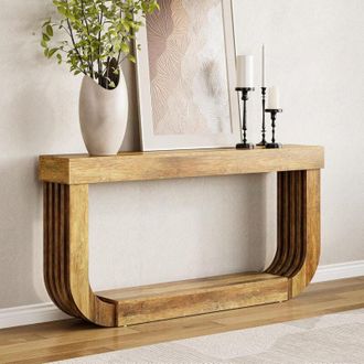 Tribesigns Tribesigns Table Console dentr&eacute;e, 180 x 30 x 90 cm, Table dappoint pour Couloir et Salon avec Un Socle Robuste en Forme de U, Marron Rustique