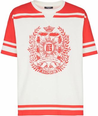Balmain Varsity T-Shirt mit &Eacute;cusson-Print - - Tops - Herren - Mehrfarbig - S