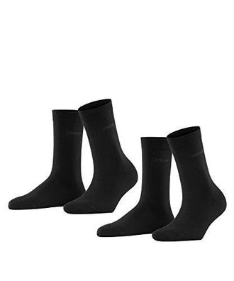 Esprit Uni 2-Pack W So Coton Unies Lot de 2 Paires Chaussettes, Opaque, Noir (Black 3000), 35-38 Femme