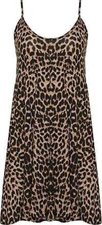 WearAll Mini robe sans manches à bretelles imprimées pour femme - Grande taille - 44-54, léopard, 40-42