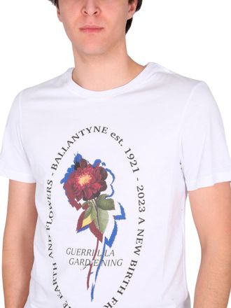 Ballantyne Crewneck Cotton with Logo Print T-Shirt - White