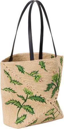 Loewe Paulas Ibiza - Puzzle Fold tote moyen en raphia et cuir de veau