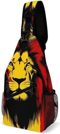 Generic Sacoche Homme Bandouliere Lion du drapeau reggae Casual Sac De Poitrine Multifonction Crossbody Bag pour Randonn&eacute;e Homme Femme