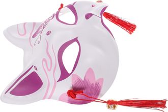 DOITOOL Halbgesichts-katzenmaske Kabuki Cosplay Maskerade Party Halloween Kost&uuml;maccessoire Japanischer Stil Handbemalt Atmungsaktiv Komfortabel f&uuml;r Frauen und