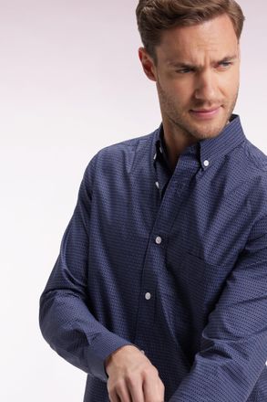 Eden Park Chemise En Coton Pima Marine &Agrave; Micro-motifs Coupe Slim