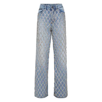 Philipp Plein Skater Fit Jeans Crystal Net - - Jeans - Damen - Blau - W26