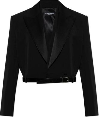 Dolce & Gabbana Femme, Vestes, Noir, Taille: 40 FR Short Belted Blazer