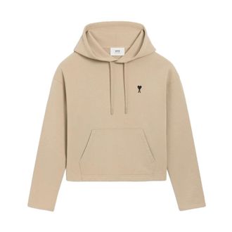 Ami Femme, Sweatshirts et sweats à capuche, Beige, Taille: 44 FR Sweat à Capuche Logo Coeur Brodé