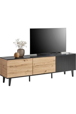 Xora Lowboard, Schwarz, Eiche Artisan, Metall, Holzwerkstoff, 2 Fächer, 2 Schubladen, 172x56x40 cm, Beimöbel erhältlich, stehend, Wohnzimmer