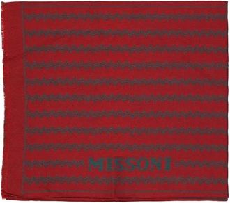 Missoni T&uuml;cher & Schals - Zigzag Pattern Wool Scarf With Fringe Finish - Gr. unisize - in Rot - f&uuml;r Damen