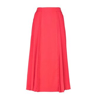 Balmain Jupe midi pliss&eacute;e &agrave; mini monogramme - Femme - Jupes - Rose - Taille: 34 FR