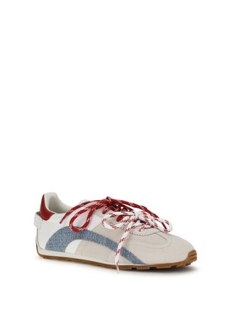 Dsquared2 Mens Leather Sneakers Bianco+denim+rosso