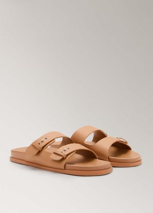 Mango Sandales en cuir &agrave; double boucle orange - Femme - 36 - MANGO