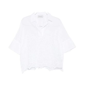 Ermanno Scervino Femme, Blouses et Chemises, Blanc, Taille: 40 FR Chemisier Court en Dentelle