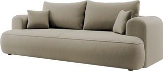 Selsey Sofa Schlafsofa Couch Mit Stauraum Schlaffunktion 3 Sitzer Pflegeleicht Polyurethanschaum Veloursoptik Beige OVO