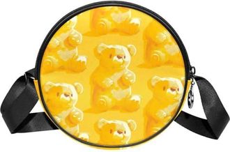 Generic Sac &agrave; bandouli&egrave;re Circle pour femme, petit sac &agrave; bandouli&egrave;re jaune avec fermeture &eacute;clair, bretelles r&eacute;glables, sac &agrave; main rond d&eacute;contract&eacute; pour femmes