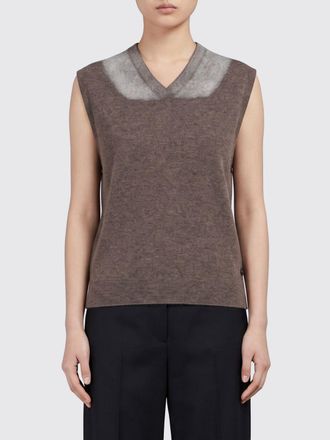 Maison Margiela Gilet en maille en laine vierge avec col en V et motif abstrait