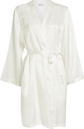 MARJOLAINE Silk Lace-Trim Robe Size L